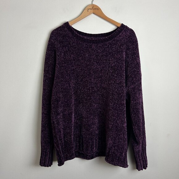 Seven7 | Sweaters | Seven 7 Dark Purple Long Sleeve Chenille Sweater ...